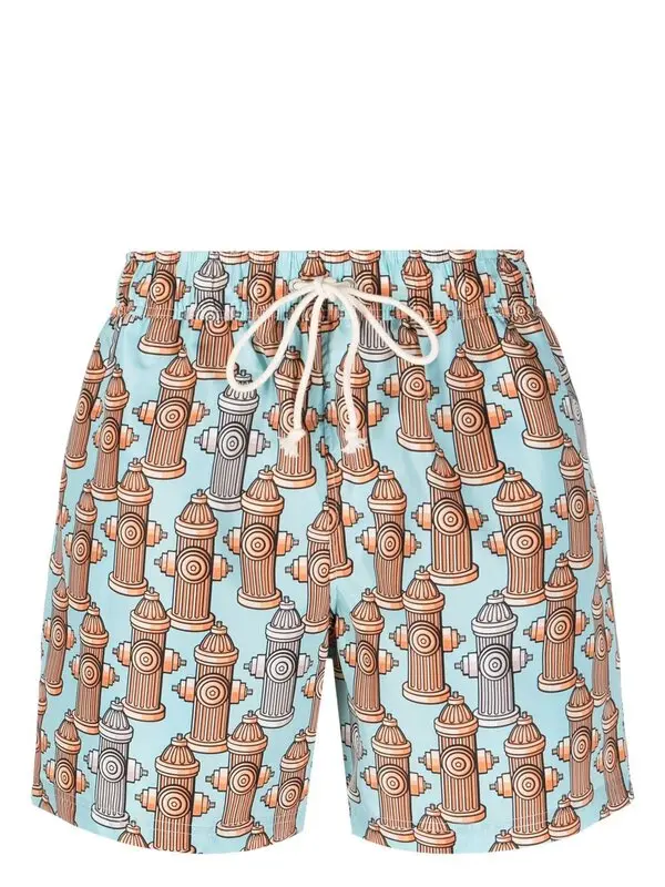 Palm Angels Fire Hydrant Swim Shorts - Blue