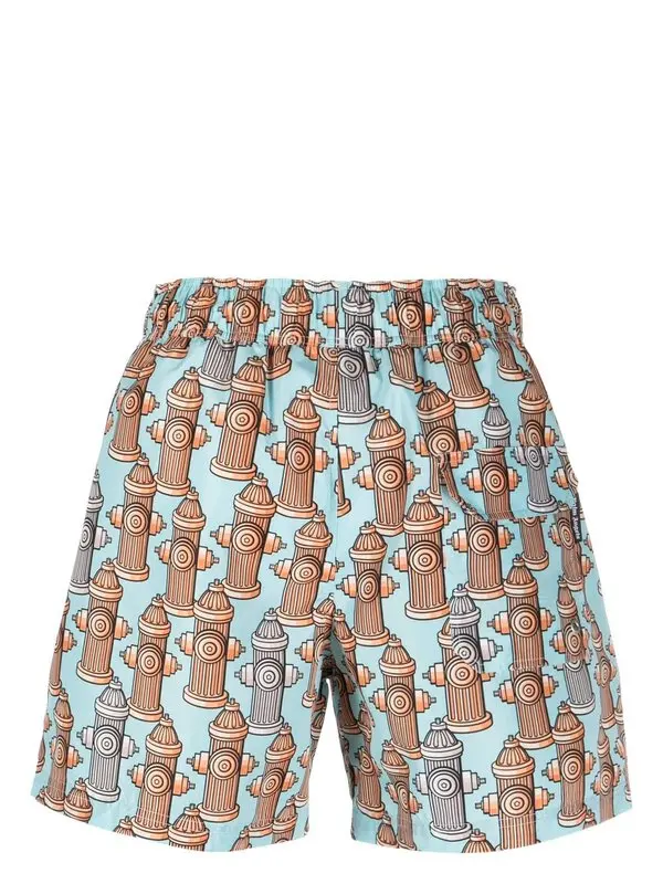 Palm Angels Fire Hydrant Swim Shorts - Blue