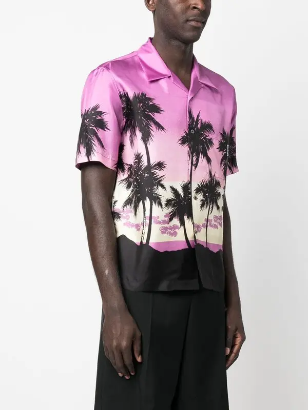 Palm Angels Palm Tree-print Silk Shirt - Purple