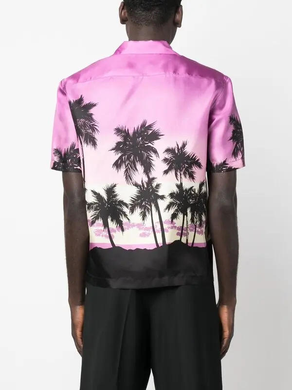 Palm Angels Palm Tree-print Silk Shirt - Purple
