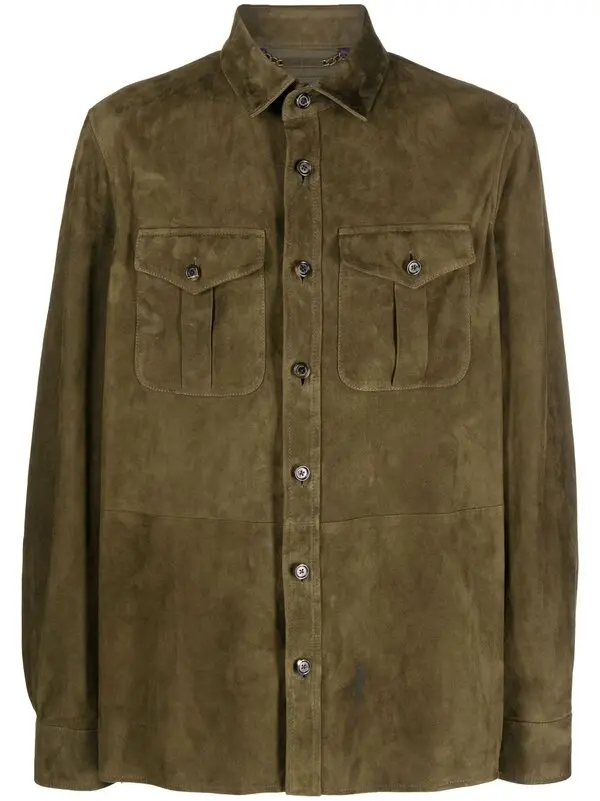 Ralph Lauren Purple Label Suede Shirt Jacket - Green