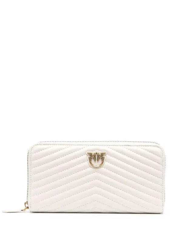Pinko Logo-plaque Long Quilted Wallet - White