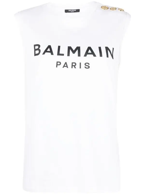 Balmain Logo-print Tank Top - White