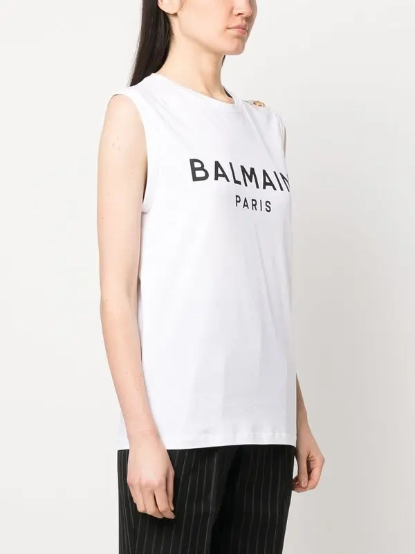 Balmain Logo-print Tank Top - White