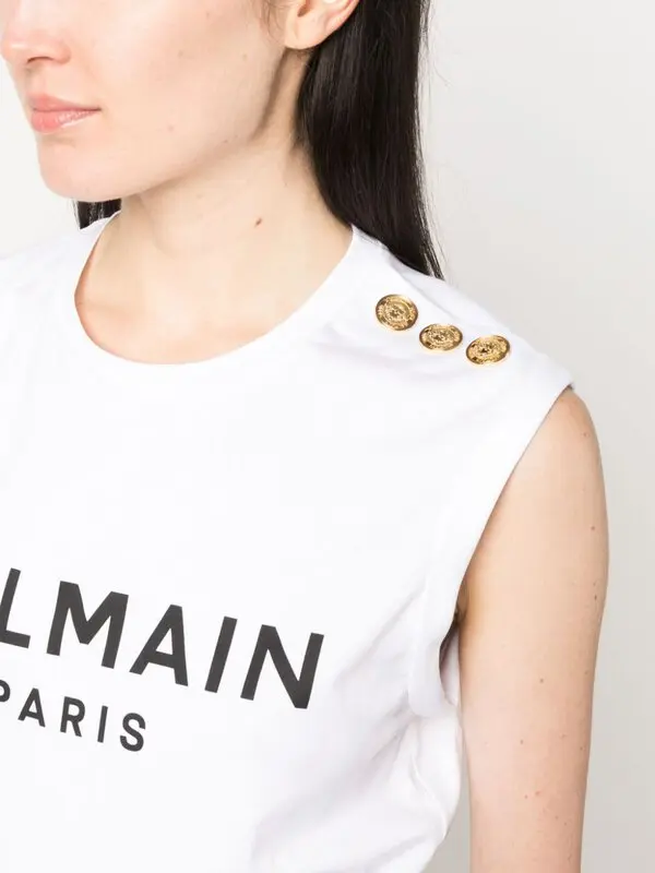 Balmain Logo-print Tank Top - White