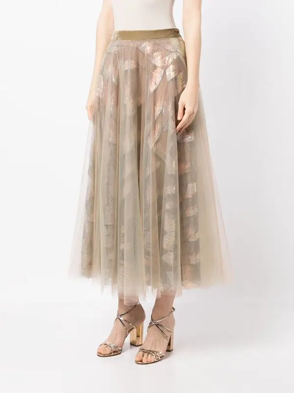 Talbot Runhof Tulle-overlay Midi Skirt