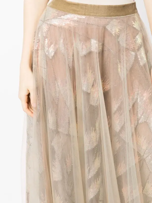 Talbot Runhof Tulle-overlay Midi Skirt