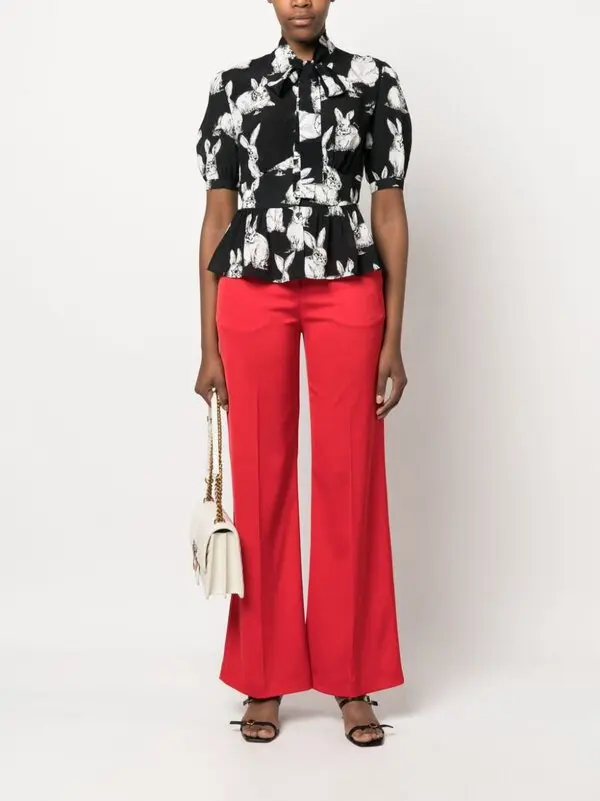 Pinko Flared Tailored Trousers - Red
