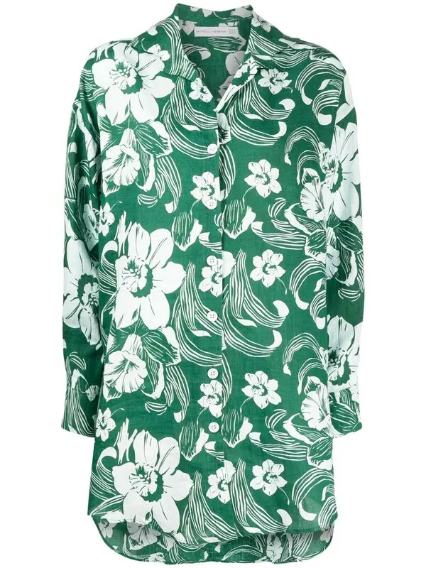 Faithfull The Brand Floral-print Shirt Dress - Green