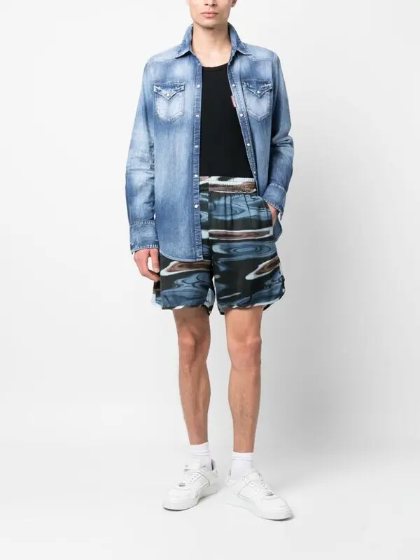 BLUE SKY INN Graphic Print Track Shorts - Blue