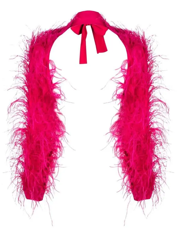 Cult Gaia Tie-neck Feather Jacket - Pink