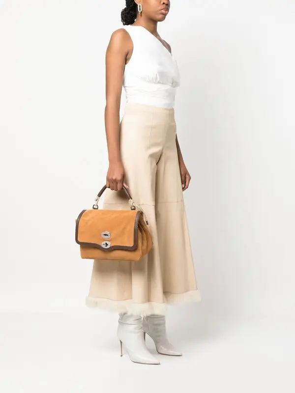 ZANELLATO Foldover Suede Shoulder Bag