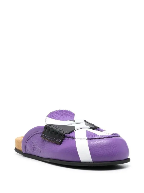 COLLEGE Cross-print Color-block Mules