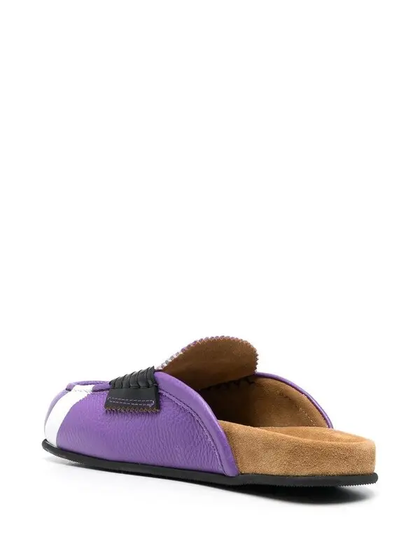 COLLEGE Cross-print Color-block Mules