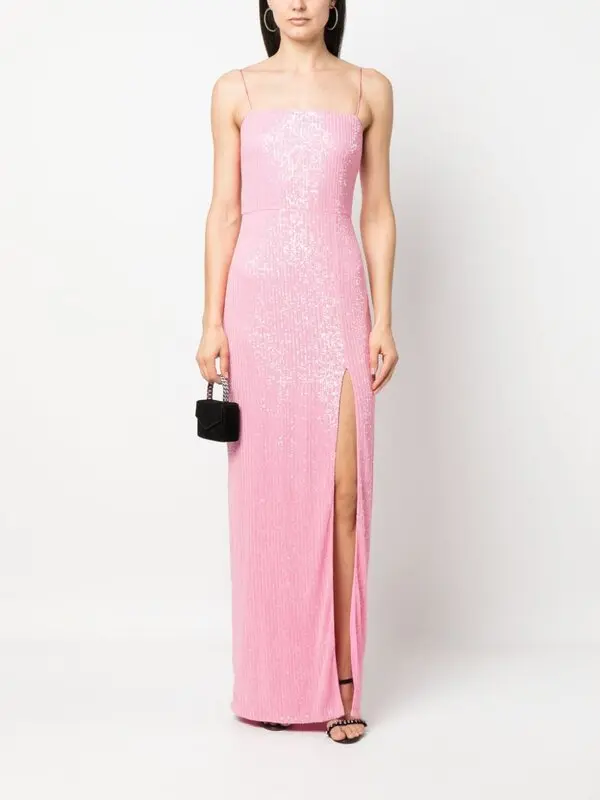 ROTATE BY BIRGER CHRISTENSEN Transparent Sequins Slit-detail Maxi Dress