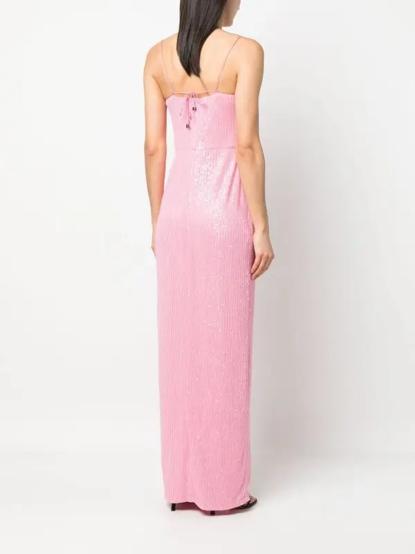 ROTATE BY BIRGER CHRISTENSEN Transparent Sequins Slit-detail Maxi Dress