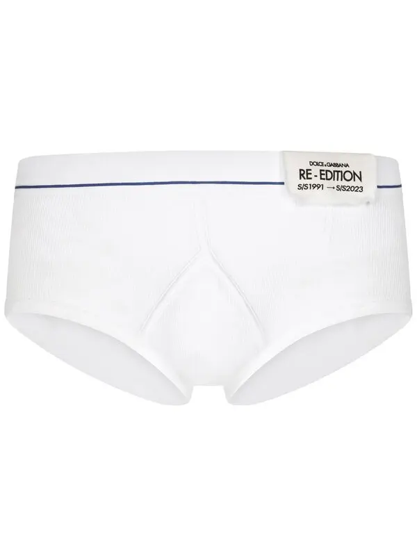 Dolce & Gabbana Brando Logo-waistband Ribbed Briefs - White