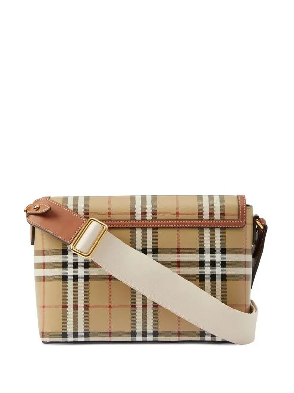 Burberry Note Check Crossbody Bag - Brown