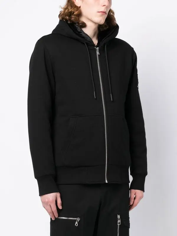 Moose Knuckles Logo Plaque Zip-up Hoodie - Black