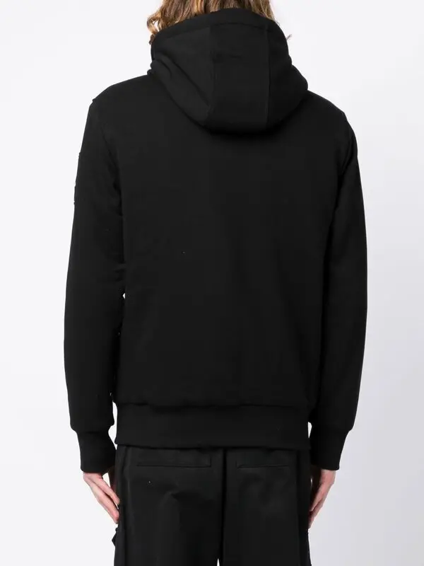 Moose Knuckles Logo Plaque Zip-up Hoodie - Black