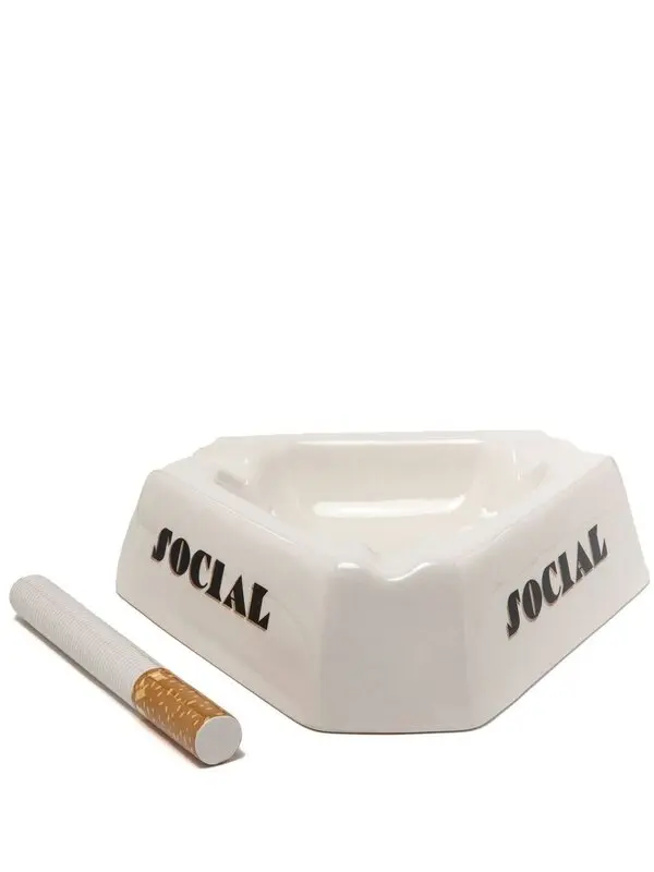 SELETTI Slogan-print Porcelain Ashtray - White