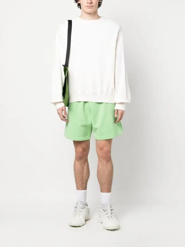 MSGM Embroidered-logo Cotton Shorts - Green