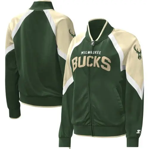 STARTER Milwaukee Bucks Slam Dunk Track Jacket - Hunter Green