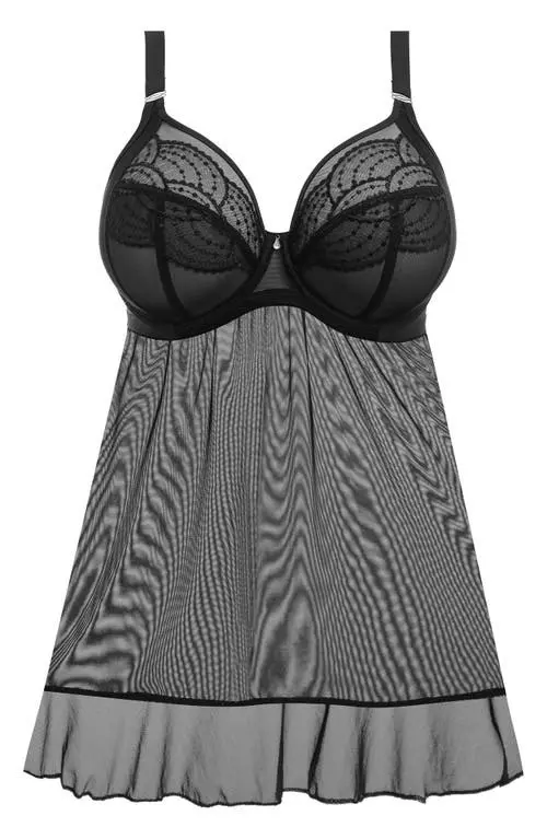 Elomi Priya Full Figure Underwire Babydoll - Black