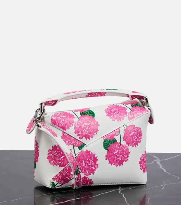 Loewe Puzzle Edge Mini Floral Leather Shoulder Bag