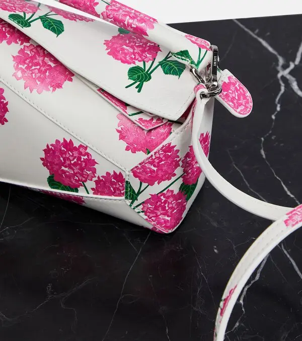 Loewe Puzzle Edge Mini Floral Leather Shoulder Bag