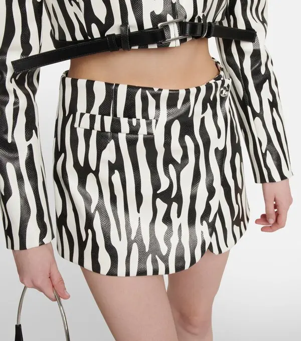 Coperni Zebra-print Wrap Mini Skirt - Black