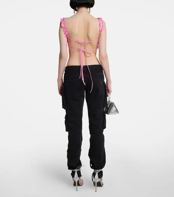 Attico Glory Ruffled Cotton Bra Top