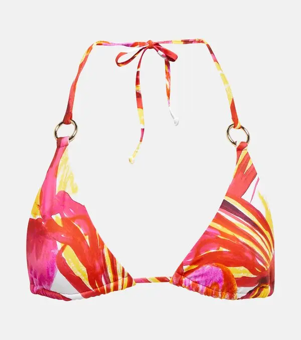 LOUISA BALLOU Mini Ring Printed Bikini Top - Multicoloured