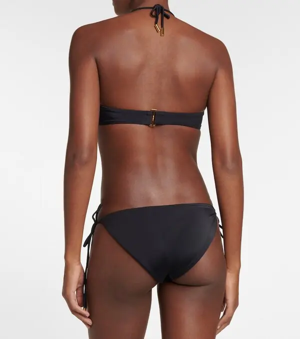 TOM FORD Logo Ruched Bikini - Black