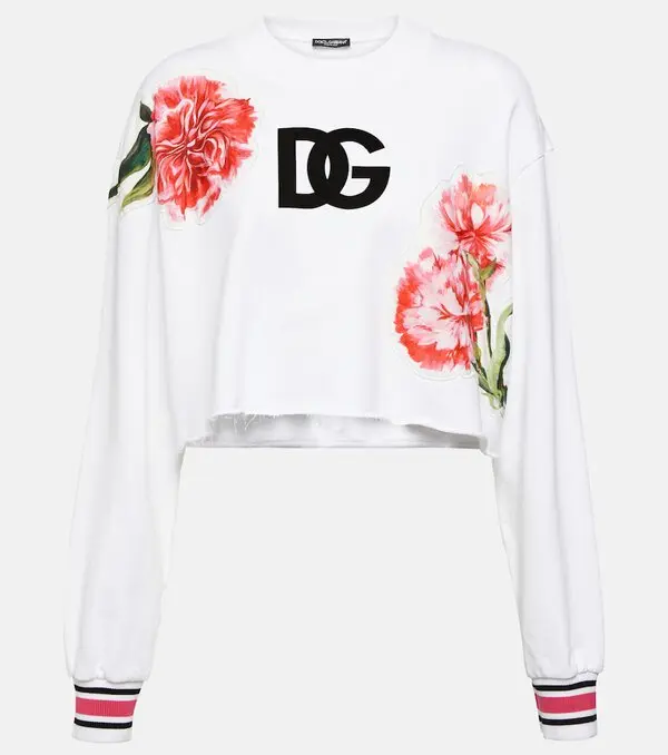 Dolce & Gabbana Logo Cropped Sweatshirt - White