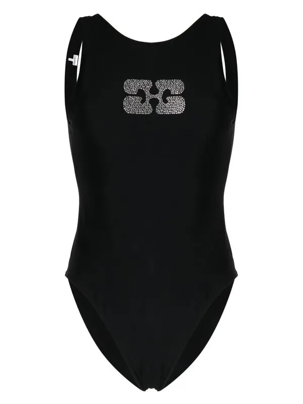 GANNI Diamanté Embellished Swimsuit - Black