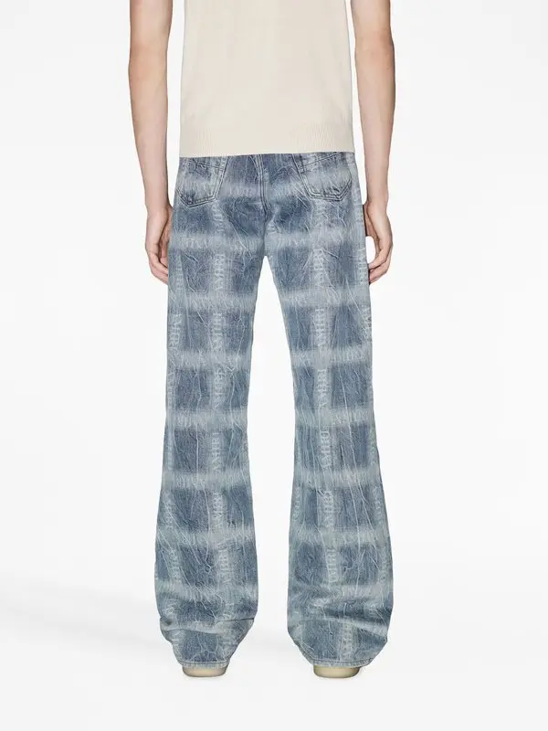 Amiri Plaid Print Wide Leg Jeans