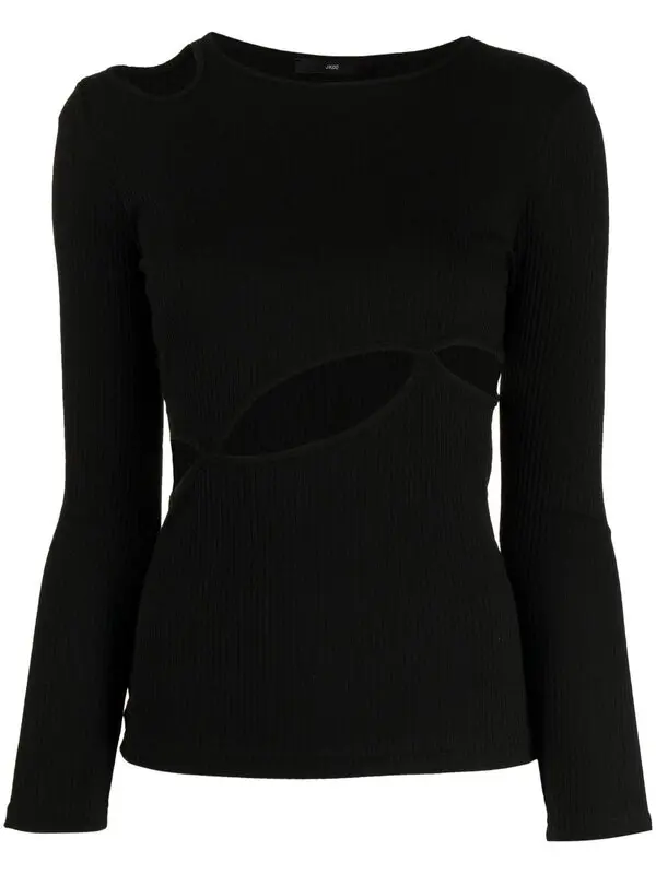J KOO Cut-out Detail Long Sleeve Sweatshirt - Black