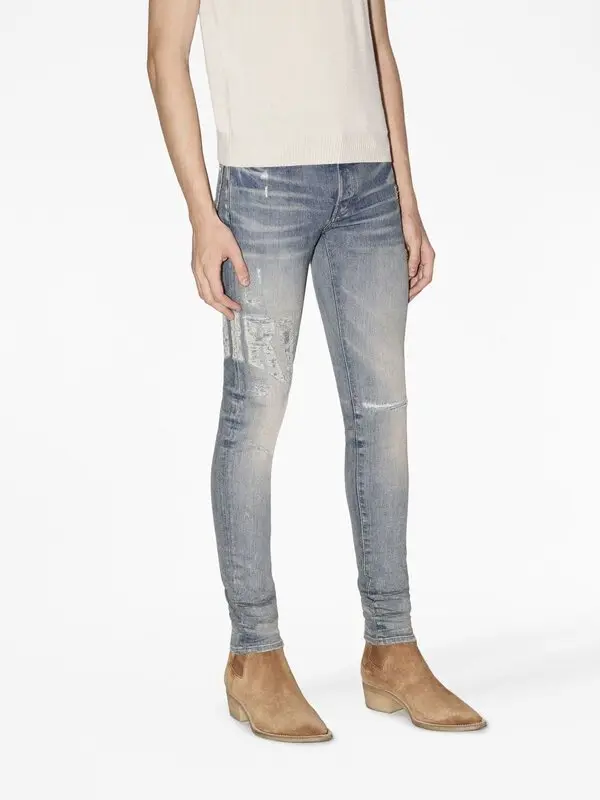Amiri Distressed Logo Skinny Jeans