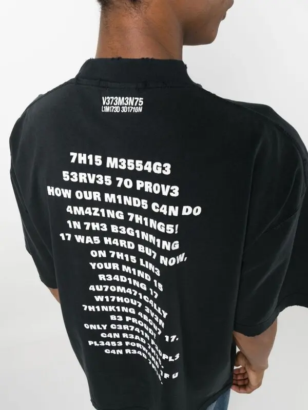 Vetements Slogan-Print Short-Sleeve T-Shirt - Black | Editorialist