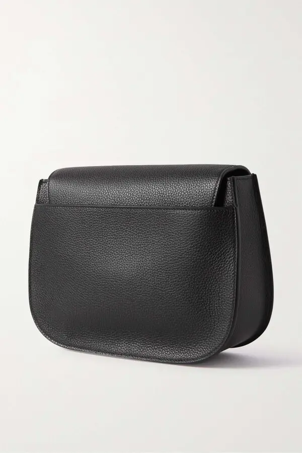 SERAPIAN Luna Textured-leather Shoulder Bag - Black