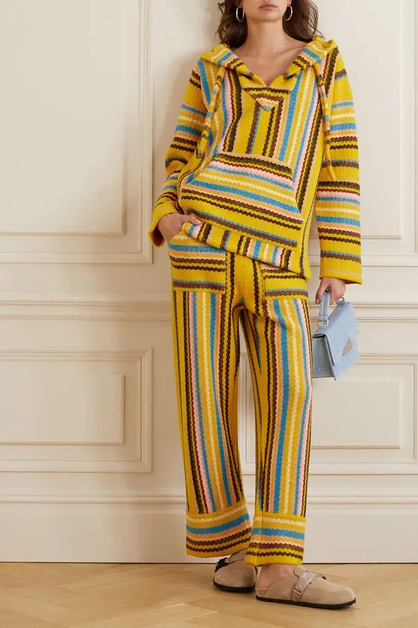 Alanui Follow Your Nature Striped Knitted Merino Wool-jacquard Poncho