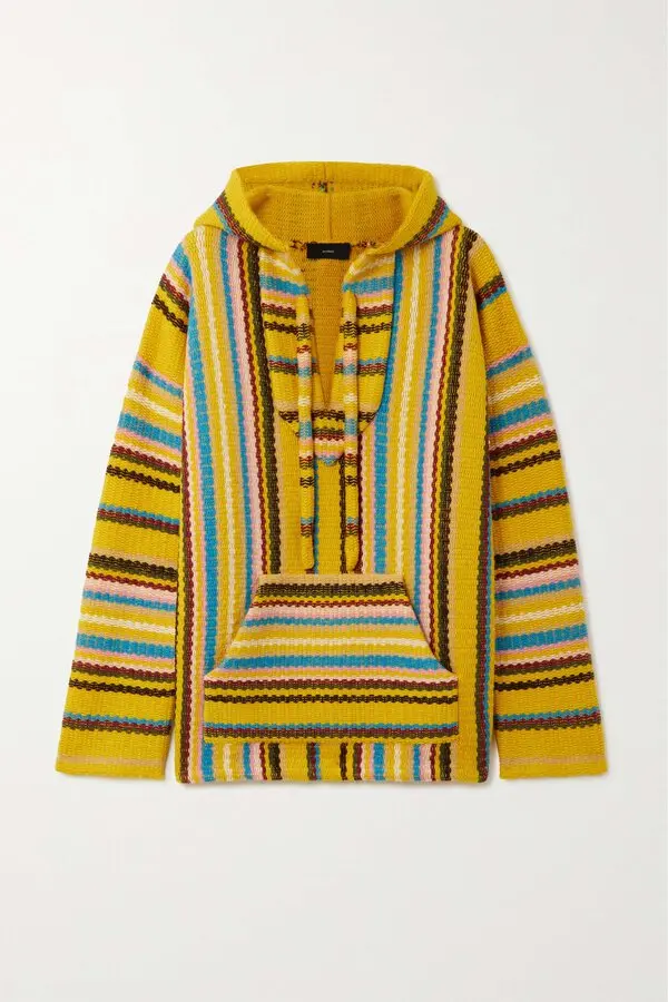 Alanui Follow Your Nature Striped Knitted Merino Wool-jacquard Poncho