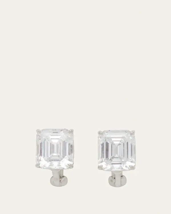 FANTASIA BY DESERIO Sterling Silver Emerald-cut Stud Earrings - Clear