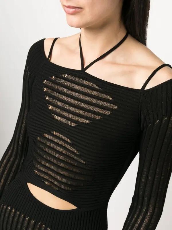 ANDREĀDAMO Ribbed-knit Mini Dress - Black