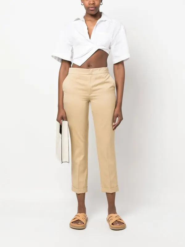 TWINSET Cropped Straight-leg Trousers - Neutrals