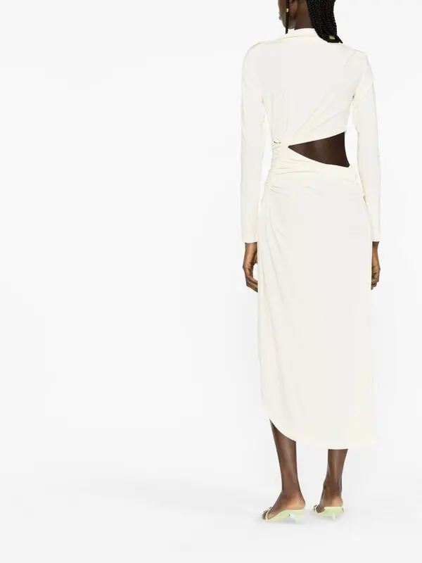 Off-White Vi-crepe Draped Midi Dress - White