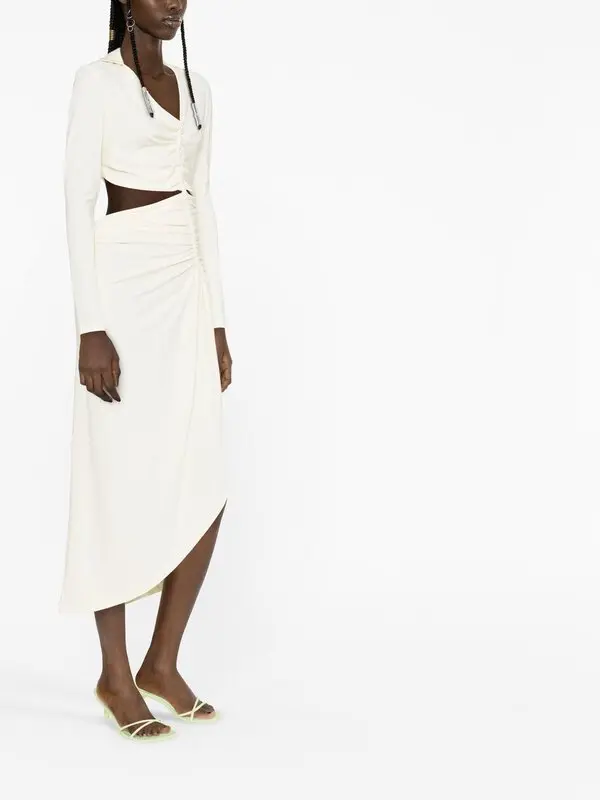Off-White Vi-crepe Draped Midi Dress - White