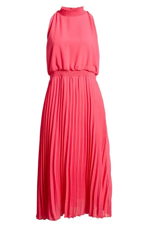 Buy Sam Edelman Smocked Pliss Midi Dress - Hot Pink At 40% Off |  Editorialist