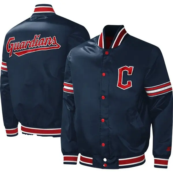 STARTER Cleveland Guardians Midfield Satin Full-snap Varsity Jacket
